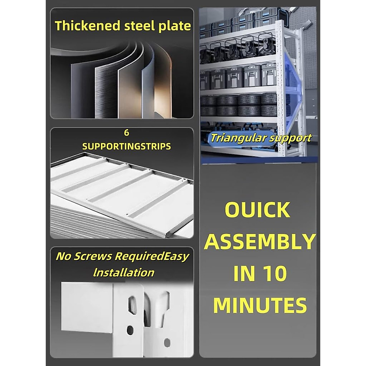 3500LBS Industrial Garage Shelving 4 Tier Heavy Duty Storage Shelves Ccommercial Shelving Adjustable Metal Shelves for Garage/Warehouse 4 Feet Tall Industrial Metal Shelving White,48"W x 18"D x 48"H