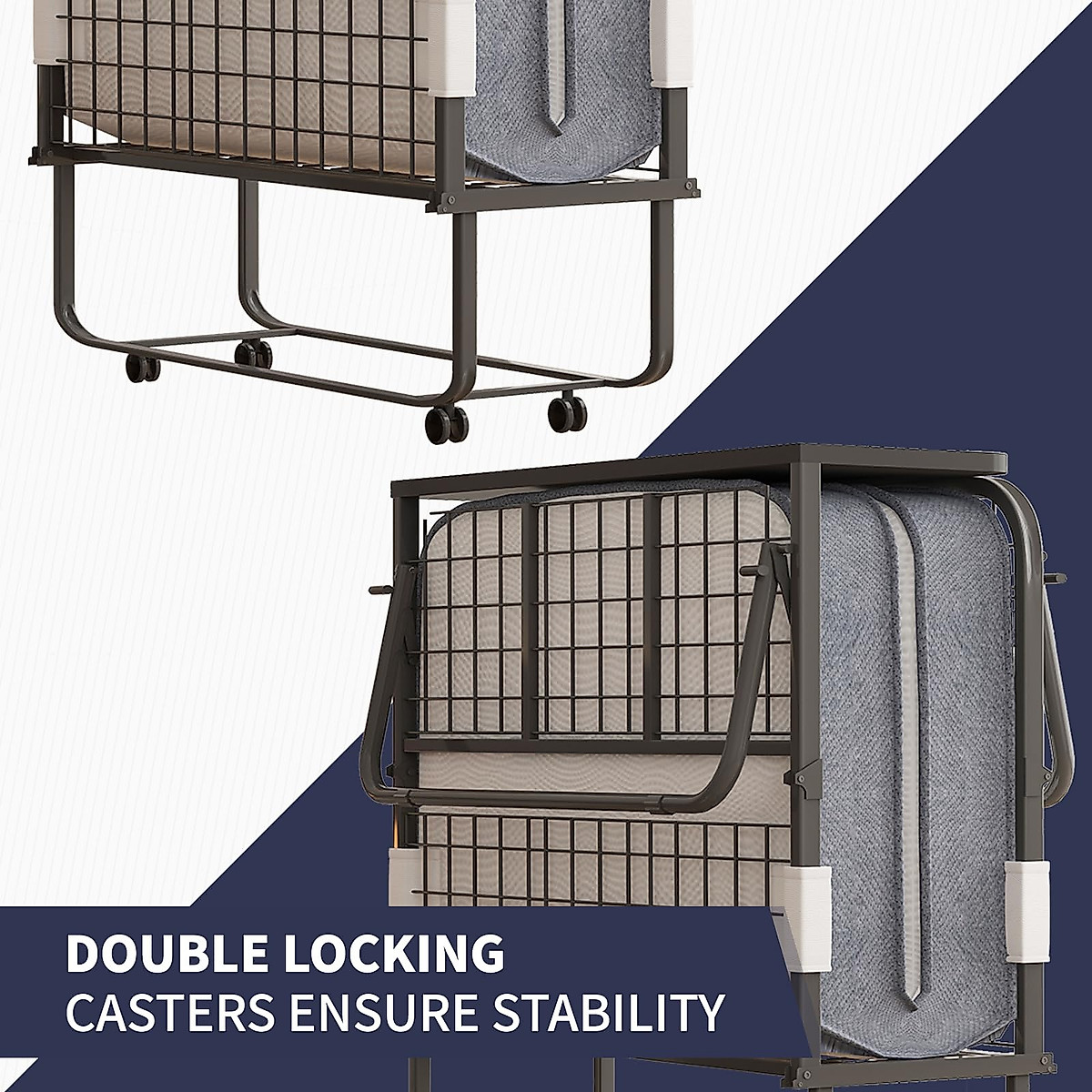 ijuicy Folding Bed,75" x 31" Rollaway Bed with 5”Thickness Mattress for Adults,High Rebound Foam Filling,Folding Bed with Storage Cover,Steel Frame with 4 Movable and Lockable Wheels