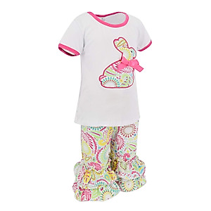 Unique Baby Girls Paisley Easter Bunny Easter Outfit (7/XXL, Pink)