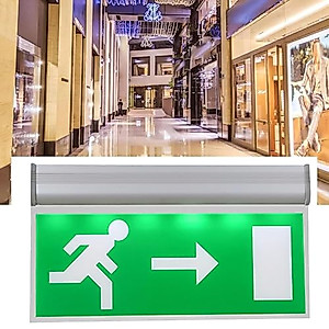 Safety Evacuation Indicator ， Emergency Exit Sign,with Hanging Rings and Build in 800mAh Battery Backup, 14.2'' X 7.9'', Left/Right Legends Optional, for Hotel, Office, Supermarket, Hospital(Left)