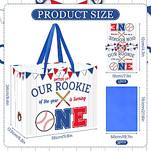 Large Baseball 1st Birthday Gift Bags with Card Tissue Paper 1st Birthday Gift Wrapping Bags Rookie of The Year Baseball First One Year Old Birthday Decorations Boys Girls Christmas Baby Shower Sport Party Supplies