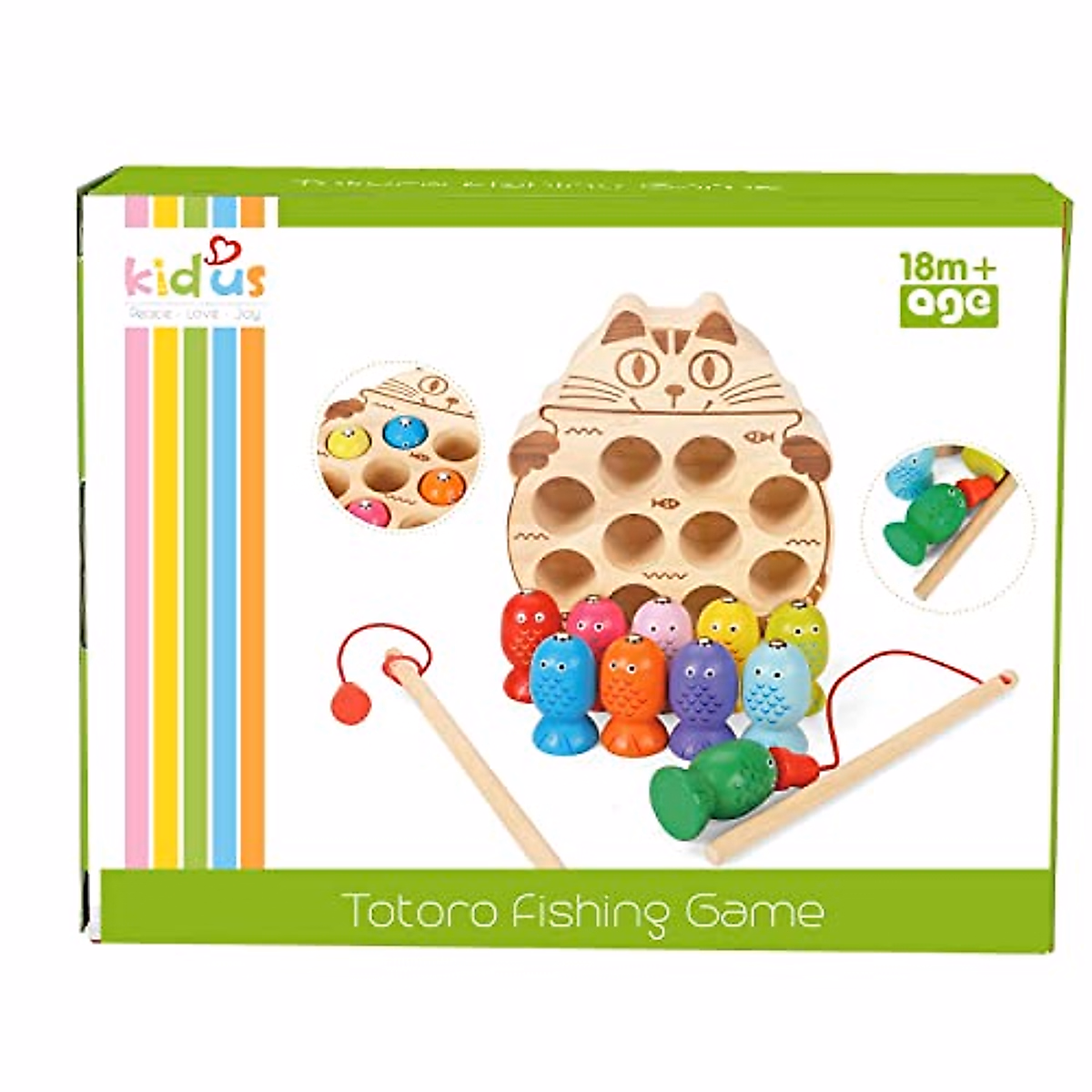 kidus Montessori Magnetic Wooden Fishing Game for Toddlers 1-3 Years Old,Fine Motor Skills Early Learning Eyes Hands Cooperation Toy for Boys & Girls Great Birthday Gift