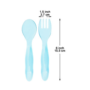 Youngever 18 Pcs Plastic Toddler Utensils, Plastic Kids Forks Kids Spoons, Large Size, Set of 9 in 9 Coastal Colors