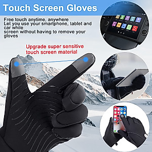 Winter Thermal Gloves for Men Women, Windproof Touch Screen Gloves, Lightweight Warm Gloves, Anti-Slip Gloves for Work for Cycling Driving Running Hiking Sports Gloves(L)