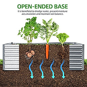 Ohuhu Metal Raised Garden Beds for Vegetables, 6x3x1.9 FT Heightened Extra-Large Reinforced Galvanized Steel Raised Boxes, Heavy Duty Outdoor Planter Box for Seedling Growing Flowers Herbs Succulent