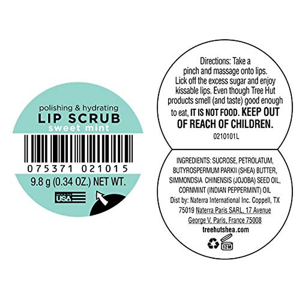 Tree Hut Sugarlips Sugar Lip Scrub, Sweet Mint, 0.34oz Jar, Shea Butter and Raw Sugar Scrub Ultra-Hydrating Lip Exfoliator, Lip Care