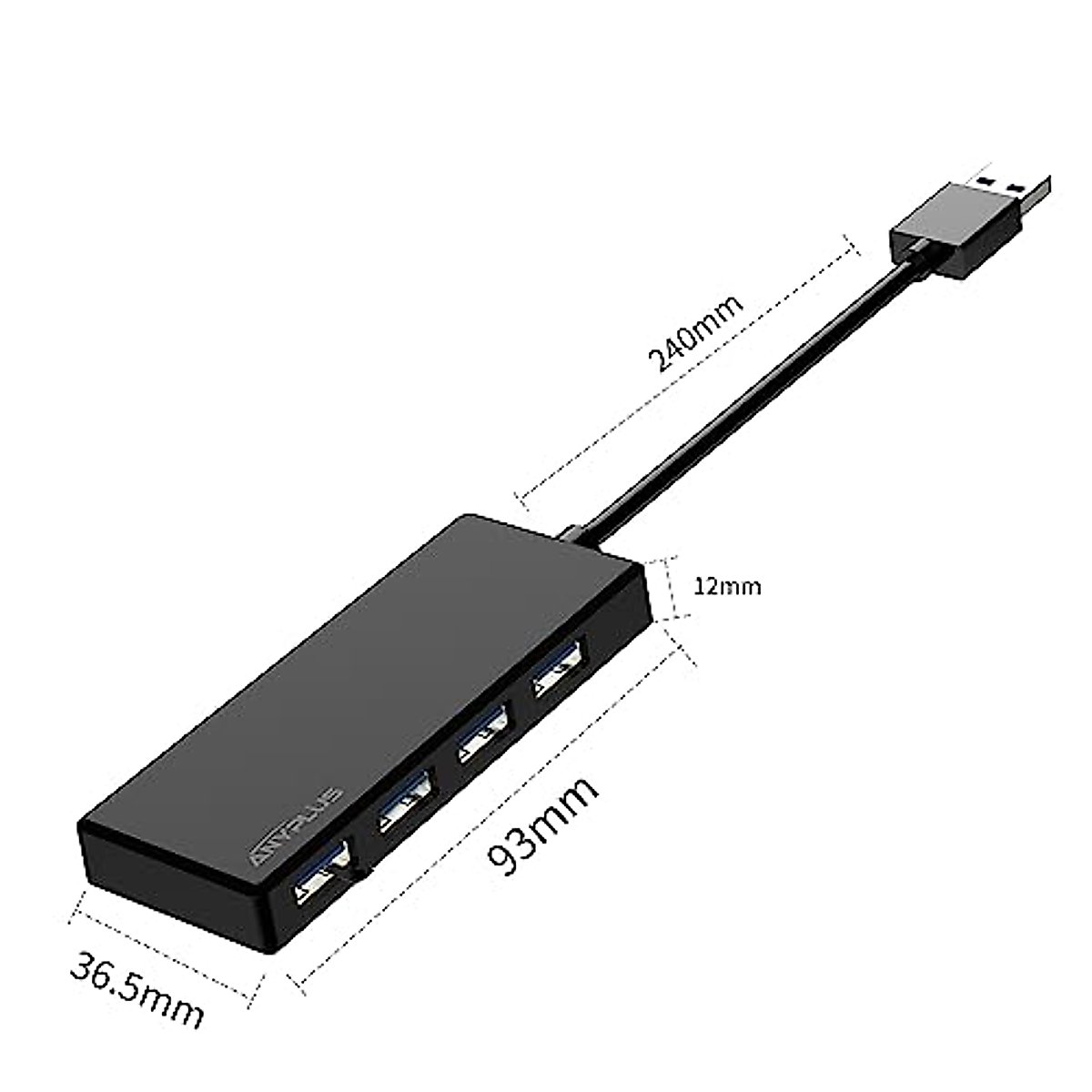 ANYPLUS USB 3.0 Hub, 4 Port USB Hub Splitter,Portable USB Adapter Mini Multiport Expander for Desktop, Laptop, Xbox, Flash Drive, HDD, Console, Printer, PC, Keyboards, HP, Dell