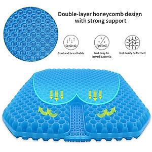 janek show Gel Seat Cushion, Double Layer Egg Gel Cushion for Pressure Relief, Seat Cushion for The Car,Office,Wheelchair&Chair.Breathable Design,Durable,Portable