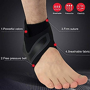 Ankle Brace Support Sleeves, 1 Pair Adjustable Elastic Sports Ankle Brace Sleeves, Ankle Fixation Bandage for Relieve Pain Exercise Arthritis Metatarsal Fasciitis Arch Support Basketball (L)