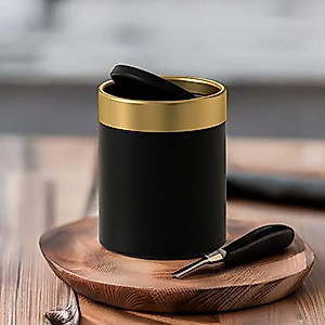 JILLICK Small Trash Can with Lid, Mini Desk Trash Can, 1.5 Liter / 0.4 Gallon Small Metal Garbage Can for Countertop Coffee Bar, Black