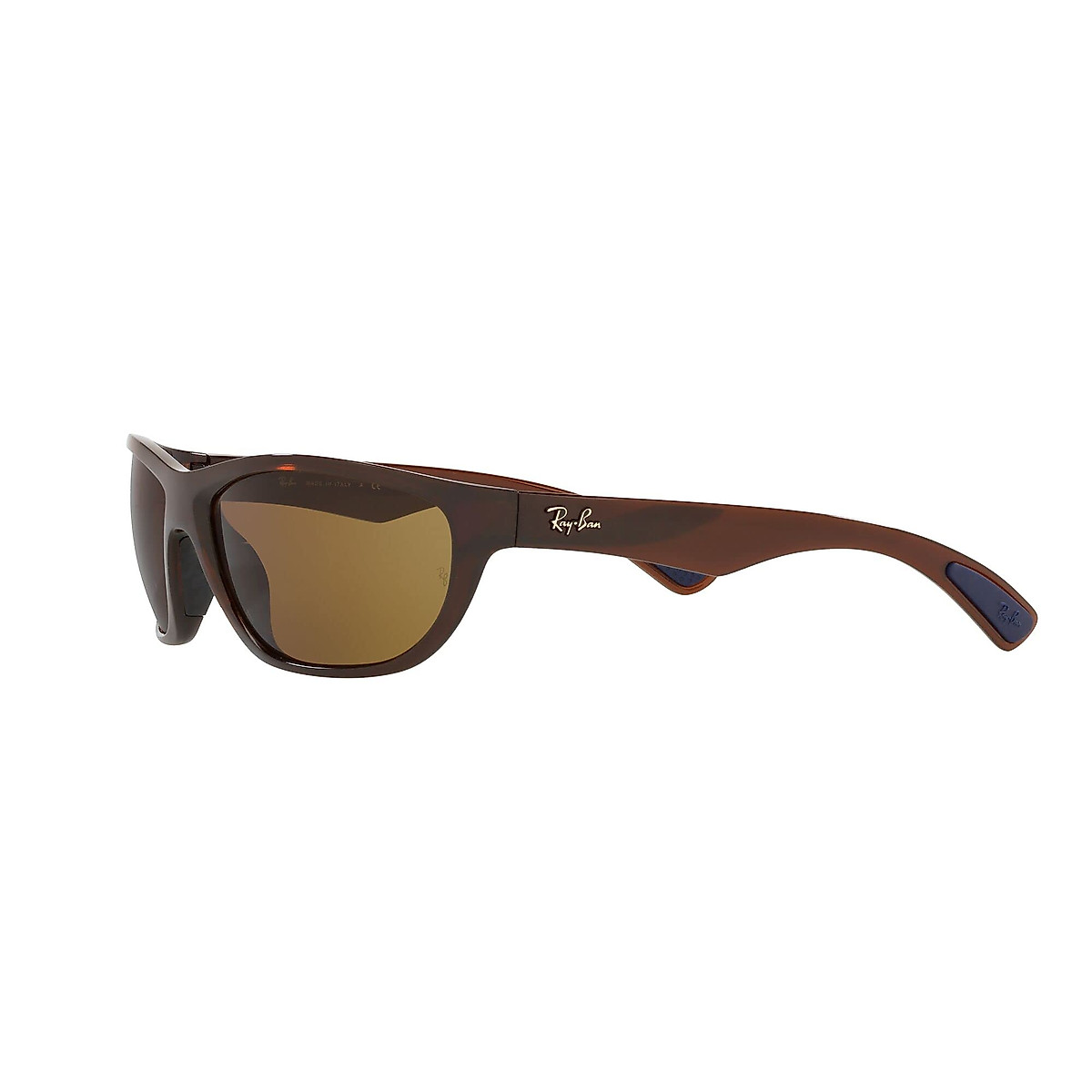 Ray-Ban RB4188 Wrap unisex-adult Sunglasses, Shiny Brown, 63 mm