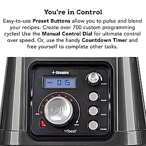 Tribest Dynapro High Speed 2.5HP Blender, Commercially Certified, Grey, One Size