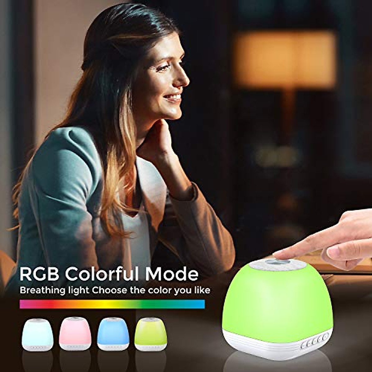 TOZO NL1 White Noise Machine with 32 Hi-fi Soothing Sounds, Adjustable Night Light, Timer & Memory Function, Built-in Rechargeable Battery or Adapter Charging, Sound Machine for Sleeping, Study & Work