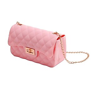 ONLVAN Summer Jelly Crossbody Bag Purse，Fashion Ladies Shoulder Bag, Candy Color Jelly Handbags for Women Girls (Pink)