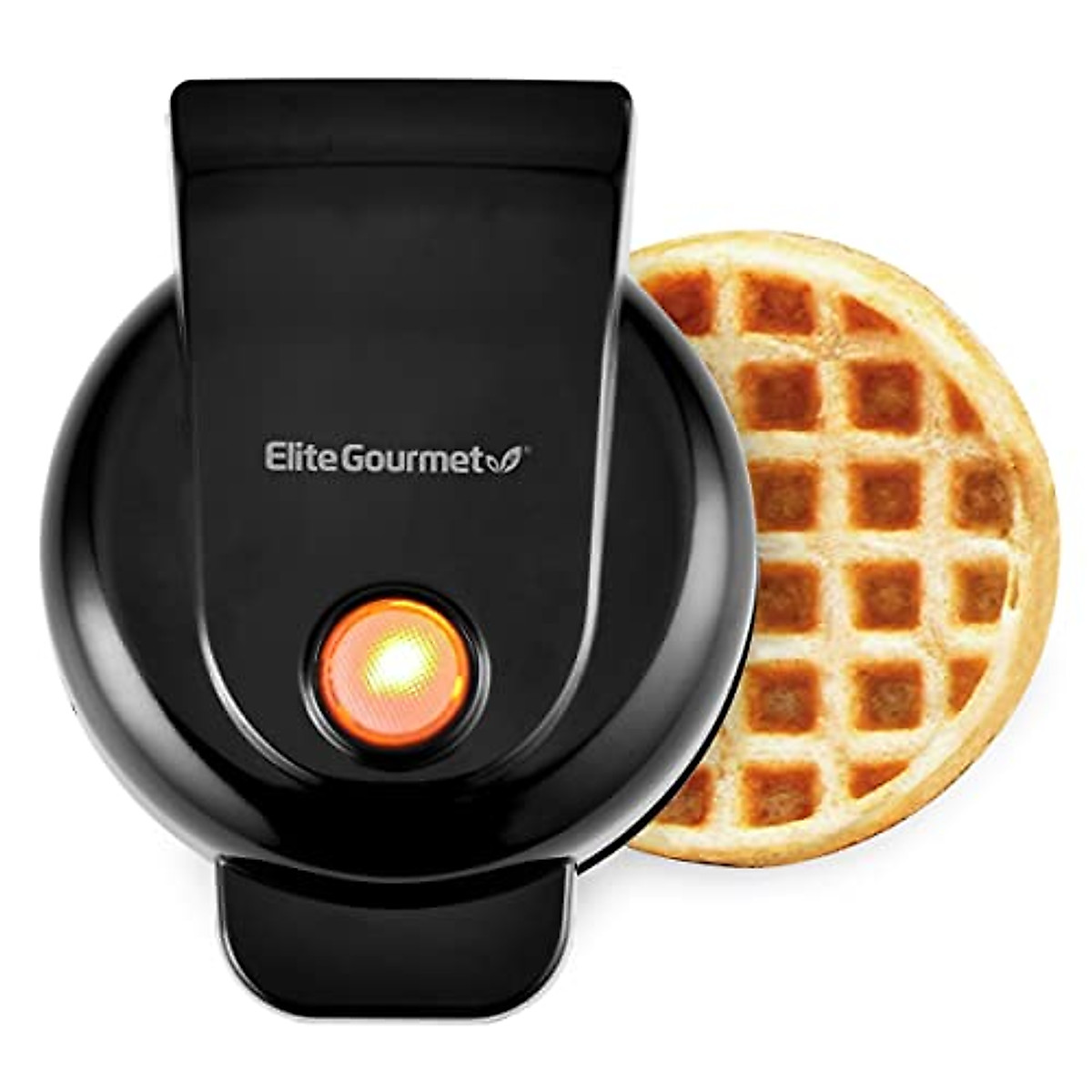 Elite Gourmet EWM013B Electric Nonstick Mini Waffle Maker with 5-inch cooking surface, Belgian Waffles, Compact Design, Hash Browns, Keto, Snacks, Sandwich, Eggs, Easy to Clean, Black
