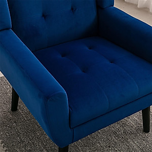 Armchair Blue, Accent Chairs for Living Room Upholstered Comfy Modern Home Furniture 29.53" L X 29.92" W X 34.25" H