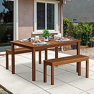 Furinno Patio Furniture Hardwood Outdoor Dining Table, Natural