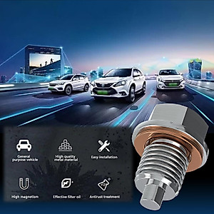 Fogfar 1 PC Oil Drain Plug with 5 Cooper Washer, M14x1.5 Heavy Duty Engine Oil Drain Plug, for Qashqai Qijun New Teana New Sunshine Liwei Sylphy Tiida Nissan (Silver)