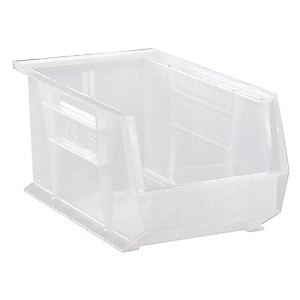Quantum QUS240CL Ultra Stack and Hang Bin, 14-3/4" Length x 8-1/4" Width x 7" Height, Clear, Pack of 12