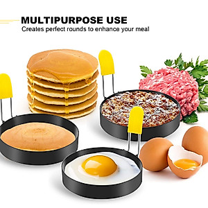 Jubimotan 3.0" Egg Rings Set of 2, Pancake Mold for frying Eggs and Omelet, Large Ring for Frying Eggs, Round Mold for English Muffins - Griddle Cooking Shaper for Breakfast