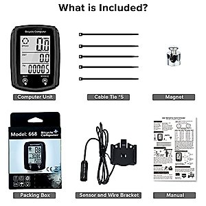Hilceriy Bike Computer and Bicycle Odometer Wired KM/H Bike Speedometer with Automatic Wake-Up Cycling Speed Tracker LCD Display & Single Mileage & Multi-Functions & Calories Statistics