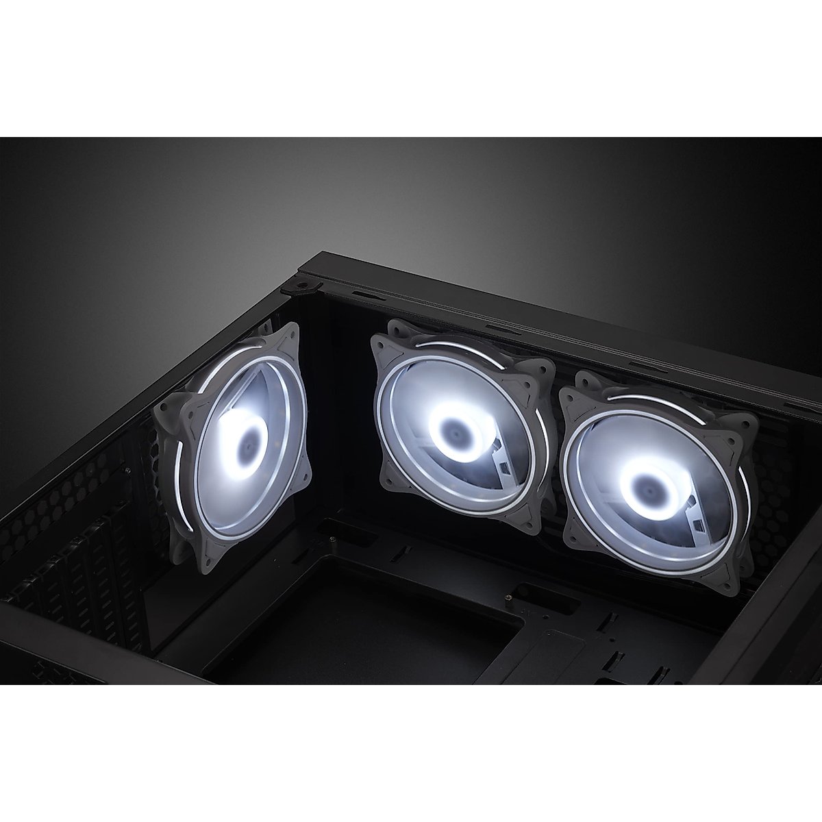 120mm Computer PC Cooling Fan White LED Game Case Cooler Fan Quiet 12V Computer PC Fan with Triple Light Loop 3-Pack