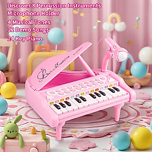 Amy&Benton Piano Toy Baby Piano Toy for Toddlers Piano Pink for Girls 1-3 Girl First Birthday Gift for 1 2 3 Years Old Girl 1st Birthday Toy for Girl 1 2 3 Year Old Girl Gift One Year Old