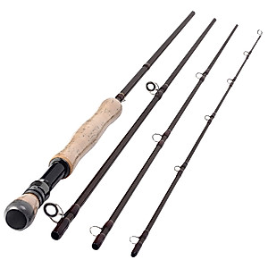 Fly Fishing Rod 9ft 4 Sections 7-8wt Fly Rod Carbon Fiber Blanks Light Weight Medium Fast Action Freshwater Fishing, fly904 7-8