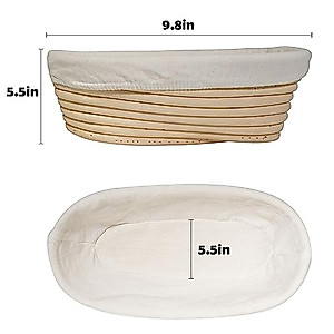 Unihopper 10 Inch Oval Bread Proofing Basket Set of 2 with Linen Liner, Dough Scraper, Basting Brush and Flouring Stencils Baking Supplies for Sourdough Bread Making Fermentation