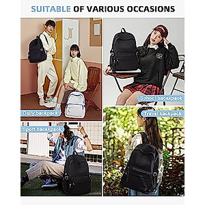 Lightweight School Backpack for Women Men, Laptop Travel Casual Daypack College Secondary School Bags Bookbag for Teenage Girls Boys, Black