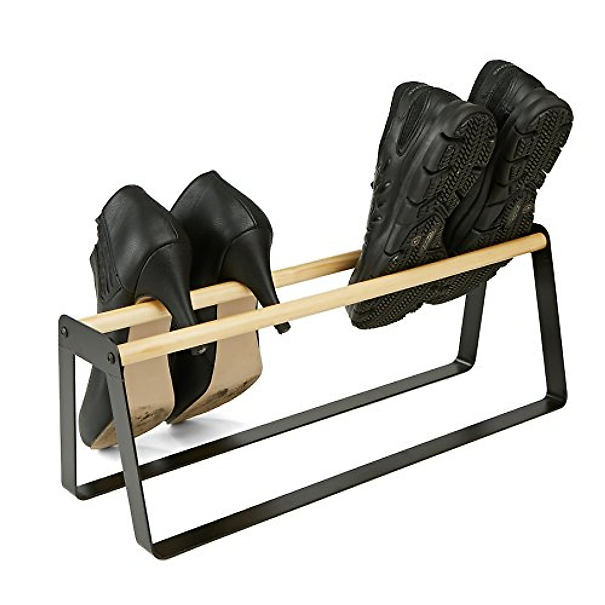 Mind Reader Shoe Rack, Slipper Rack, Shoe Organizer Stand for Heels and Sneakers, Black