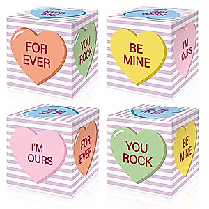 Whaline 24Pcs Valentine's Day Treat Boxes Conversation Heart Cardboard Box Colorful Cute Holiday Paper Gift Container for Cookie Goodie Candy Sweet Valentine's Day Party Favor Supplies