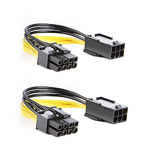 Pcie Cable for CableCreation, 6 Pin Pcie Adapter to 8 Pin Pcie Cable, 2-Pack 6-pin to 8-pin PCIe Express Power Adapter Cable, 4 Inches / 10CM