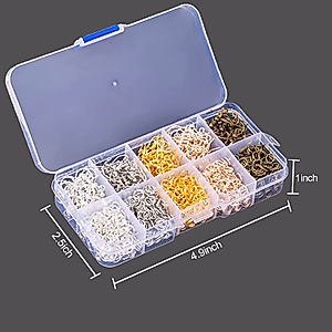 5 Colors Earring Hooks Kit Hypoallergenic Ear Wires and 1000pcs Jump Rings for Earrings Making Jewelry Making Findings