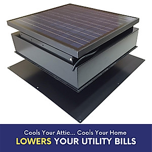 Remington Solar 25-Watt Solar Attic Fan (Black) with Thermostat/Humidistat (20 x 20 x 11 IN) - Brushless Motor – Hail and Weather Resistant Solar Vent Fan – Solar Powered Attic Fan for Homes