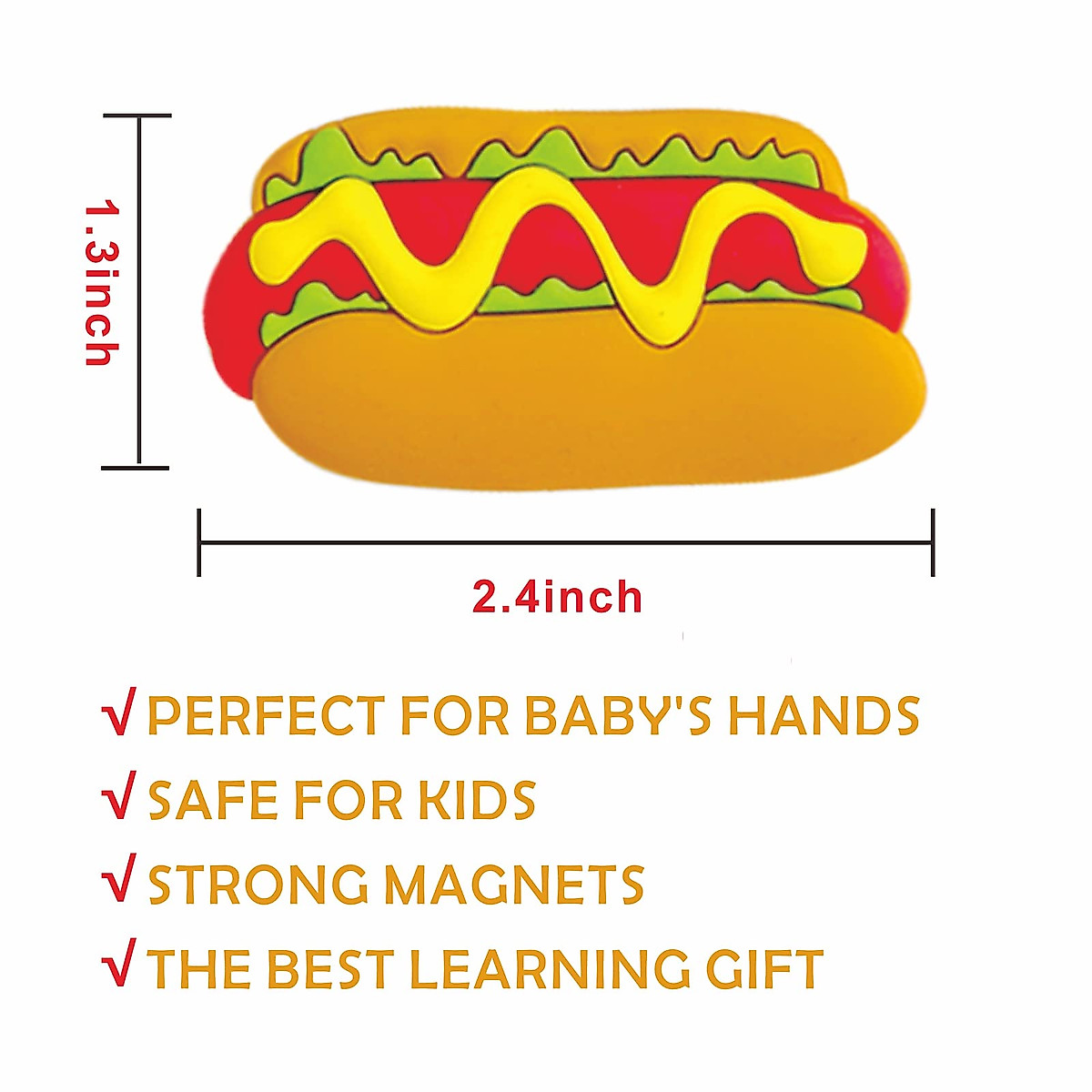Refrigerator Magnets for Kids Babies,Magnetic Soft and Safe Fridge Magnets Toys,9 Pcs Large Foods Rubber Magnets for Fridge Whiteboard Preschool Learning,Good Gift for 3+ Years Kids