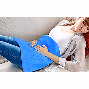 Weighted Heating Pad Fast-Heating Technology for Back/Waist/Abdomen/Shoulder/Neck Pain and Cramps Relief - Moist and Dry Heat Therapy with Auto-Off Hot Heated Pad by GOQOTOMO (19 * 24", Blue)