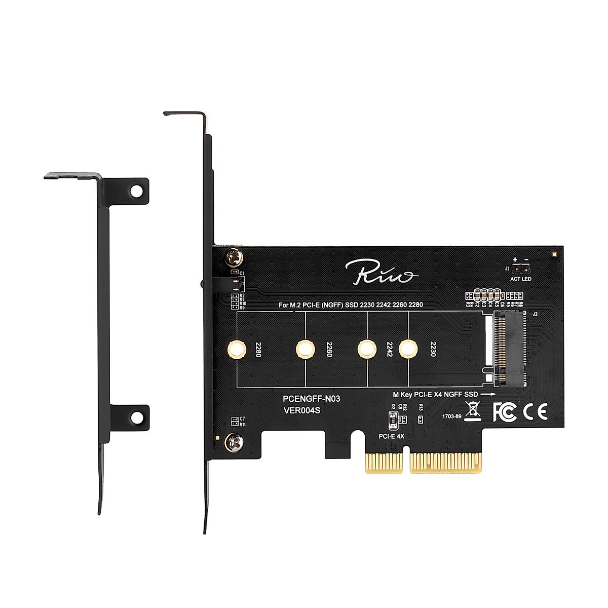 Rivo PCI-E Riser PCIe M.2 PCIe SSD to PCIe Express 3.0 x4 Adapter Card - Supports M2 NGFF PCI-e 3.0, 2.0 or 1.0, NVMe or AHCI, M-Key, 2280, 2260, 2242, 2230 Solid State Drives