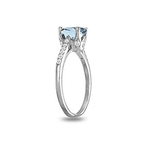 GemStar USA Sterling Silver Blue and White Topaz Oval Crown Ring, Size 7