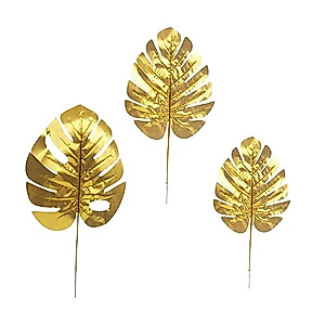VOSAREA 36 pcs Artificial Foliage Wedding Decoration Golden Leaves Simulation Plants Faux Plants Artificial Palm Leaves Hawaiian Leaves Stems Monstera Leaves Decorations Eucalyptus vase