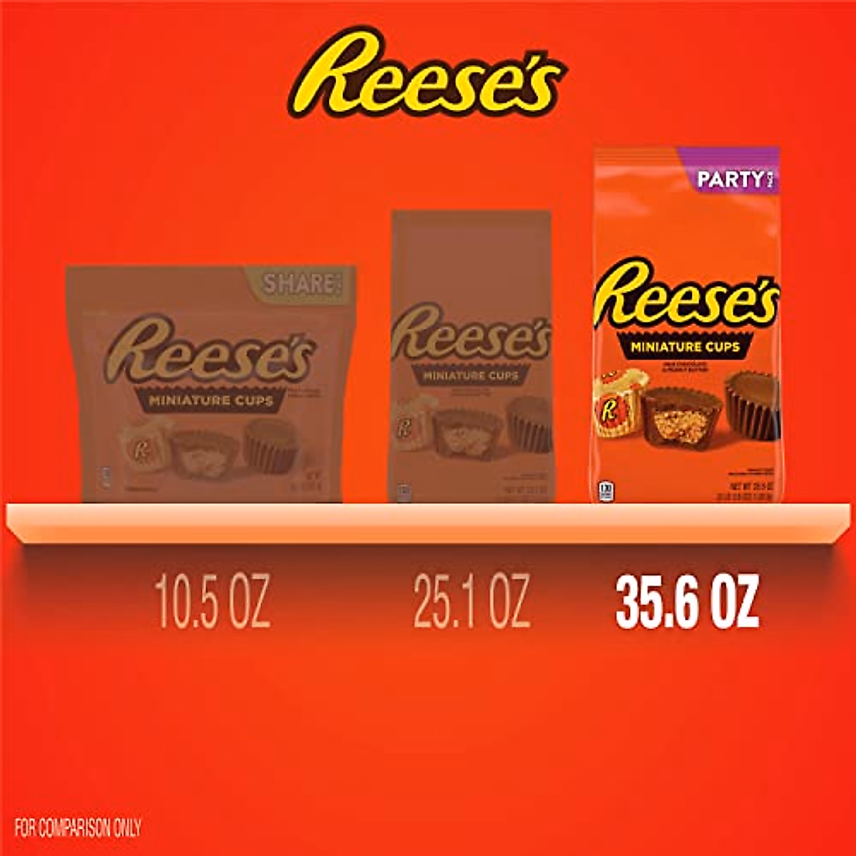 REESE'S Miniatures Milk Chocolate and Peanut Butter Bite Size, Gluten Free, Individually Wrapped Cups Candy Bulk Party Pack, 35.6 oz