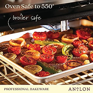 Anolon Pro-Bake Aluminized Steel Bakeware Set, Includes Cookie Pans, Loaf and Pizza Pan, 4 Piece - Silver