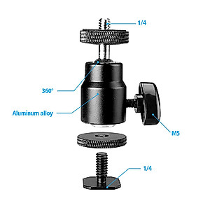 SLOW DOLPHIN Photography Super Clamp with Camera Clamp Mount Ball Head Clamp and Mini Ball Head Hot Shoe Mount Adapter with 1/4'' -20 Tripod Screw for Monitor, LED Lights, Flash Light,Microphone