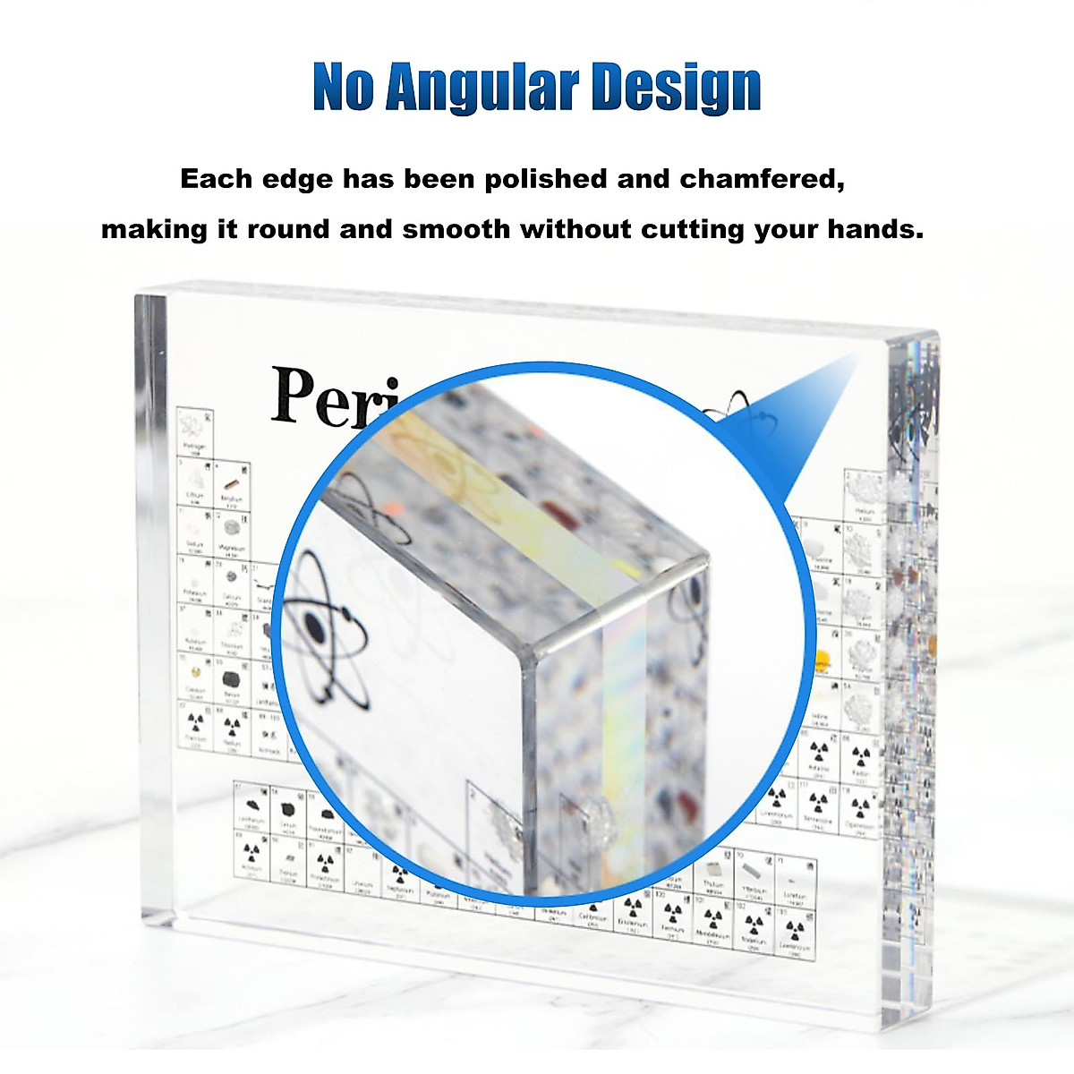 CNQLIS Periodic Table with Real Elements-Inside,Acrylic Periodic Table,3D Periodic Table of Elements,Gift for Teacher Parents Friend Students,Wooden Base(6 * 4.5 * 0.8 inch)