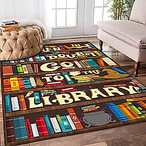 Area Rug Classroom Decor - 5x8 Rug - Teacher Gifts Carpet - Gifts for Book Lovers - Classroom, Living Room, Playroom, Kids, Library Rug - Room Home Decor