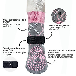 BEAUTYZOO Dog Socks to Prevent Licking Paws for Hardwood Floors Anti Slip, Dog Shoes Booties for Hot/Cold Pavement,Grippy Boots & Paw Protectors Traction Control for Small Medium Large Senior Dogs