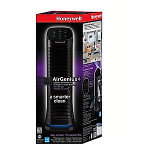 Honeywell HFD310 AirGenius4 Air Cleaner/Odor Reducer 250 sq ft With 4 Settings, Washable Permanent Filter & Auto Shut Off