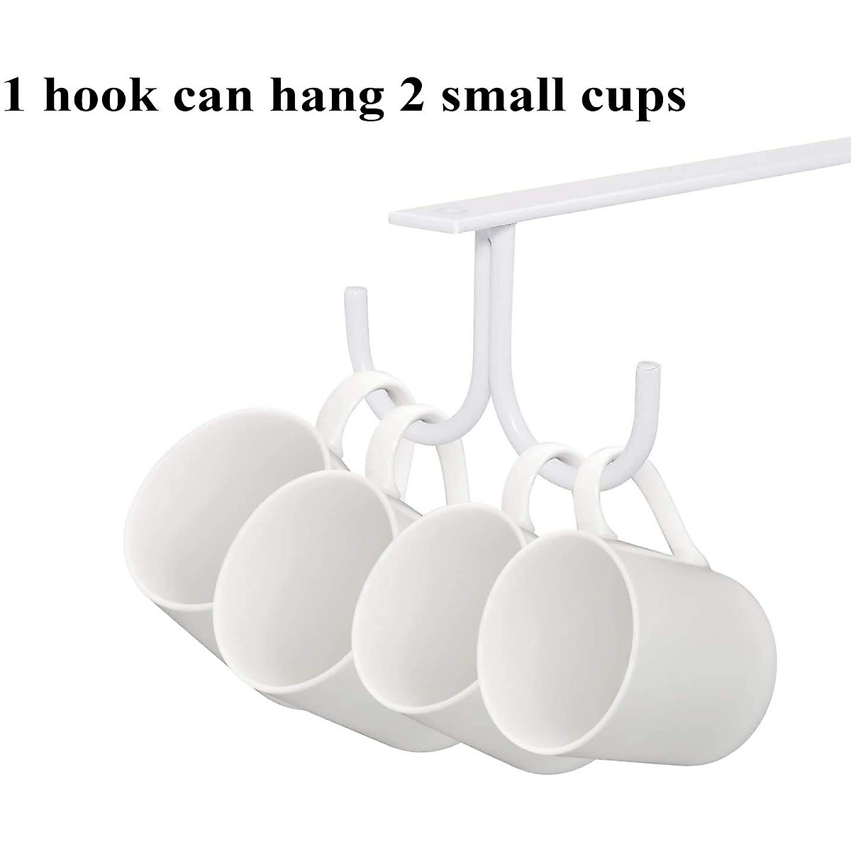 FOLOU Under Cabinet Mug Rack, Rustic Mug Organizer Rack Cup Holder Under Shelf 12 Hanging Hooks Rack for Mugs, Coffee Cups and Kitchen Utensils Display (White 3 Pack 12 Hooks)