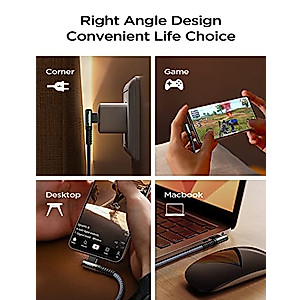 AINOPE 240W USB C to USB C Cable 6.6ft/2Pack, Type C to Type C Cable Fast Charging, USB C Charger Cable Right Angle Compatible with MacBook Pro/Air, iPad Pro 12.9/11/Air/Mini, Samsung S23/22/21/20