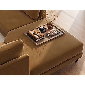 Txtin's 137" Sectional Couches for Living Room, 4 Seat Sectional Couch with Removable Ottoman, Convertible Modular Sofa for Home, Brown